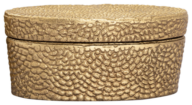 Oval Pebble Box Large Brass - Contemporary - Decorative Boxes - by ELK ...