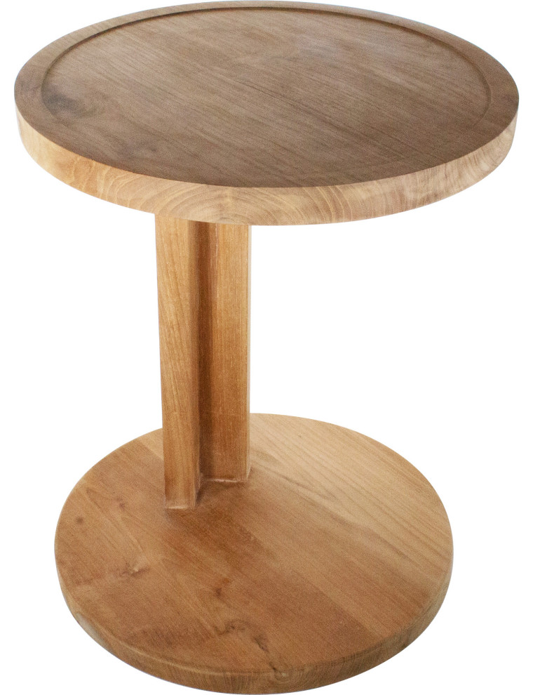 Nordic Style Teak Cabo Natural C Shaped Side Table - Transitional ...