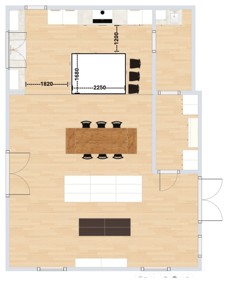 Thoughts on kitchen layout with 100mm step down to open living area ...