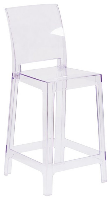 Flash Furniture 25" Square Back Ghost Counter Stool in Transparent Crystal, 25" - Contemporary ...
