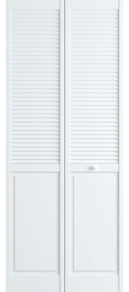 Classic Louver/Panel Bifold, White, 24"x80"x1" - Transitional ...