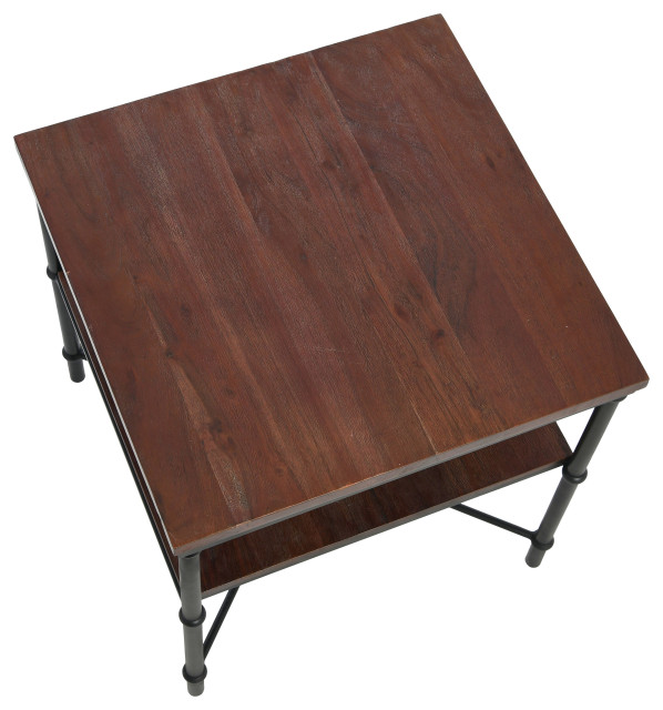 Saratoga Rustic Solid Wood and Iron End Table - Industrial - Side ...