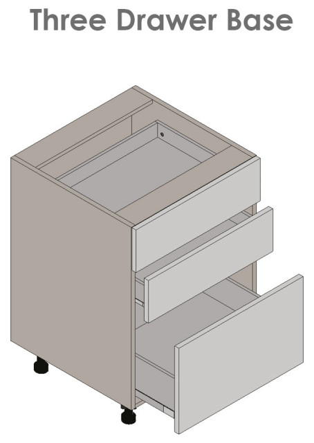 15 Base Cabinet-Double Door-Three Drawer-Grey, 15 x 34 1/2 x 23 3/8 ...