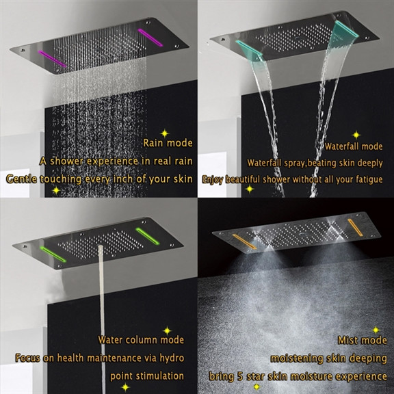 Led Rainfall Shower System Handheld Shower Jetted Body Sprays ...