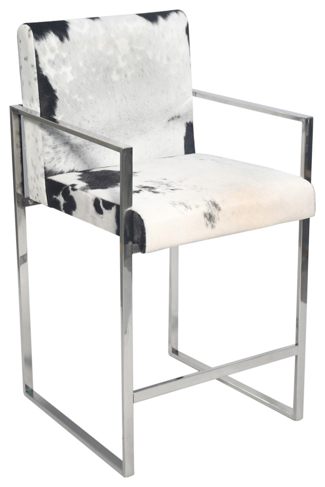 L21" Chrome Stainless Steel Frame Chair With Black and White Hairline ...