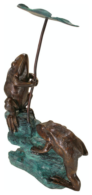 Lily Pad Umbrella Frogs Solid Cast Bronze Garden Statue - Farmhouse ...