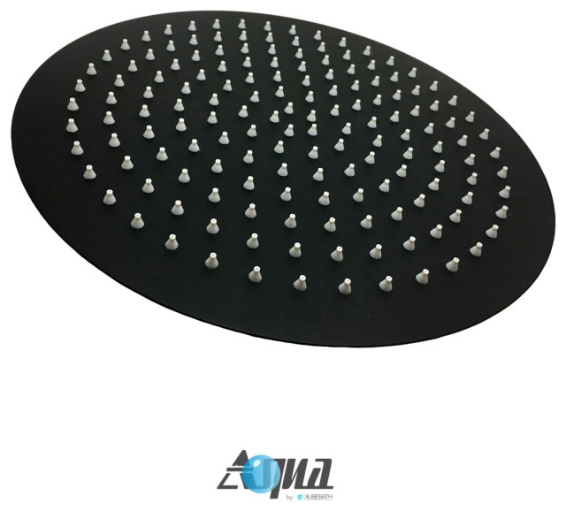Aqua Rondo Matte Black Shower Set w/ 8" Rain Shower, 12" - Modern ...