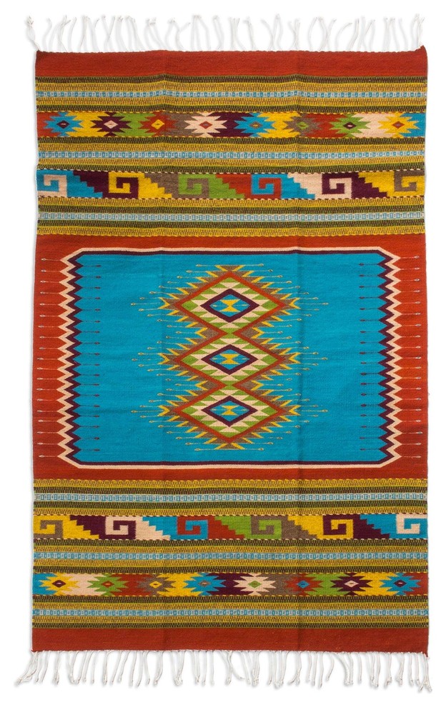 Zapotec Astronomy, 4X7 Zapotec Wool Rug, Mexico - Southwestern - Area ...