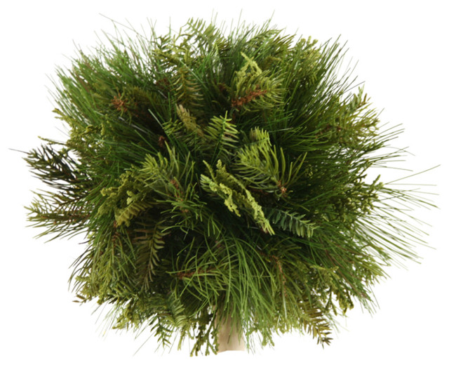 10" Mixed Pine Ball with Cedar - Farmhouse - Artificial Plants And ...