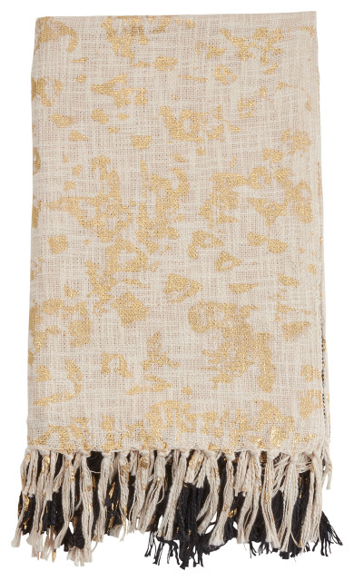 Two-Tone Design Foil Print Throw Blanket, Black/White, 52"x68", 52"x68 ...