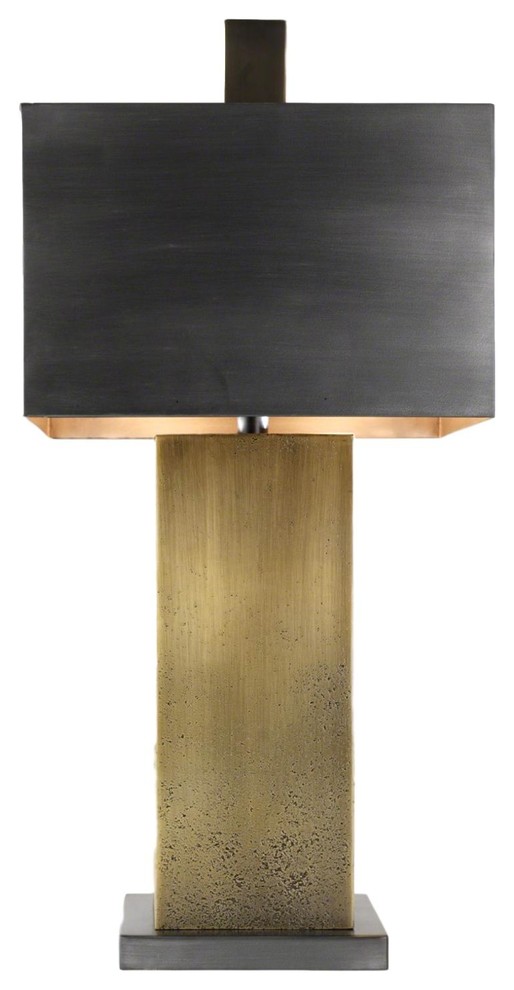 Minimalist Rustic Pitted Bronze Table Lamp Modern Industrial Metal ...