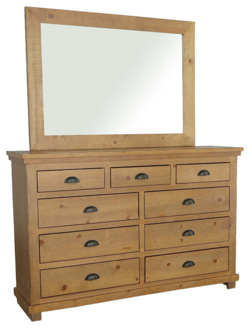 Willow Drawer Dresser and Mirror In Distressed Pine - Rustic - Dressers ...