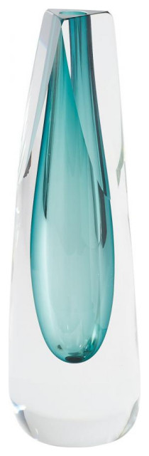 Triangle Cut Glass Azure Vase - Contemporary - Vases - by Lighting ...