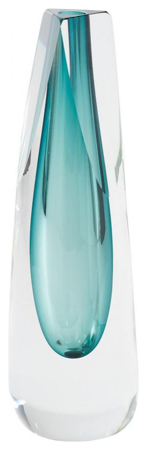 Triangle Cut Glass Azure Vase - Contemporary - Vases - by Lighting ...