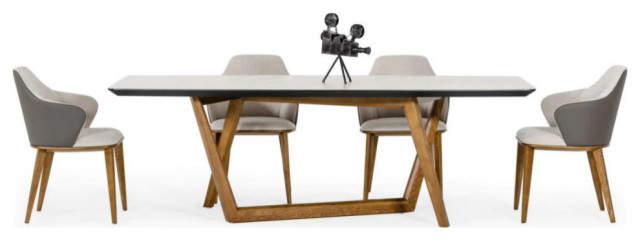 Sally Contemporary Walnut and White Dining Table - Midcentury - Dining ...