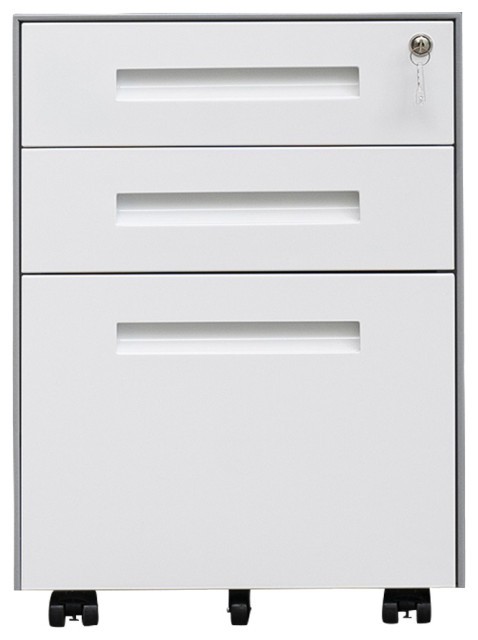 Fully Assembled File Cabinet Lockable Pedestal With 5 Castors White ...