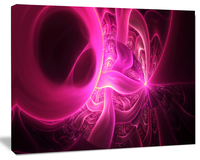 Bright Pink Designs on Black, Abstract Wall Art Canvas, 20"x12"x1 ...