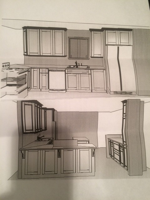 Asymmetrical kitchen cabinets-how can I balance this wall?