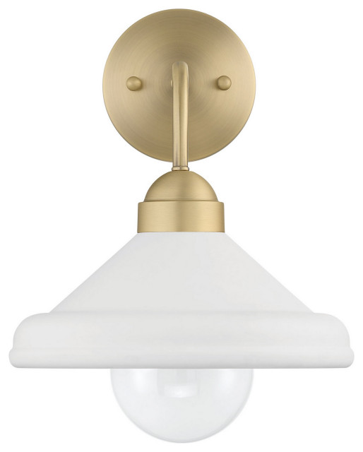 Brooks Matte White 10" Wall Sconce Barn Light with Bulb - Farmhouse ...