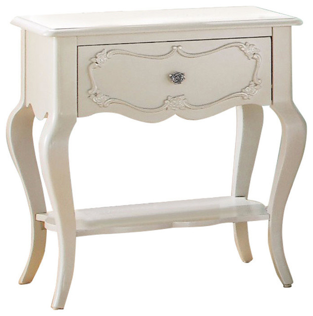 Benzara BM154529 Beautiful Wood Nightstand, Pearl White - Traditional ...