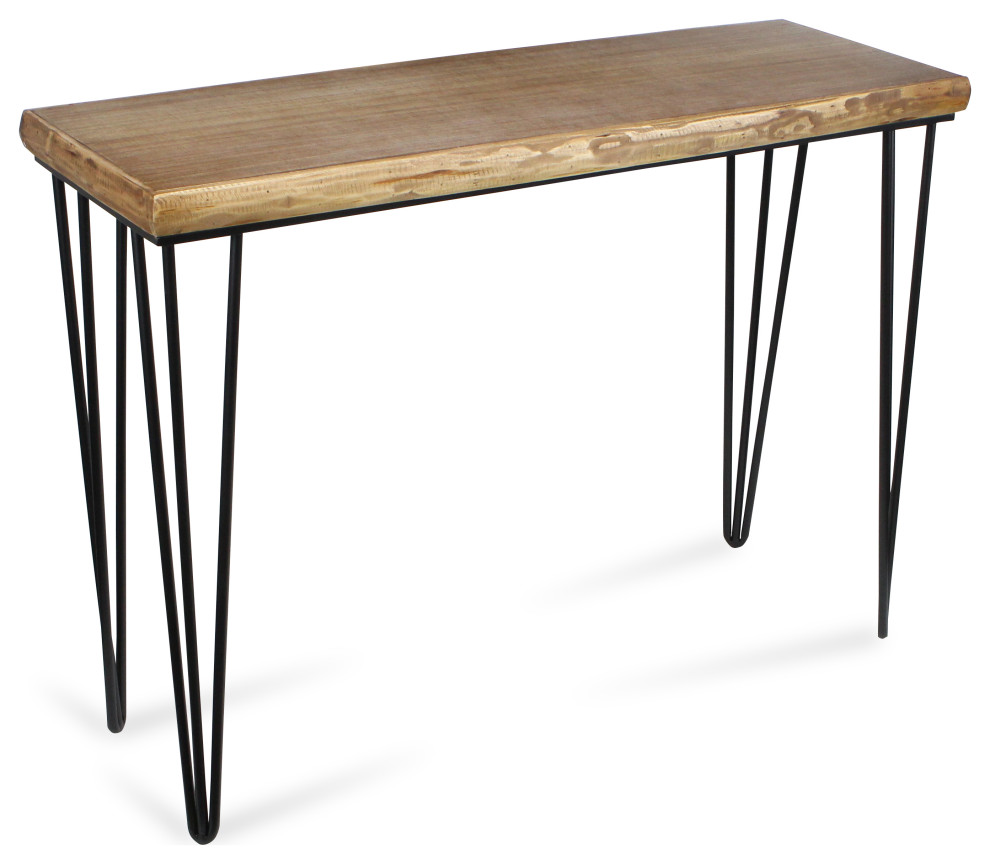 Rectangular Wood Table With Metal Legs - Industrial - Side Tables And ...