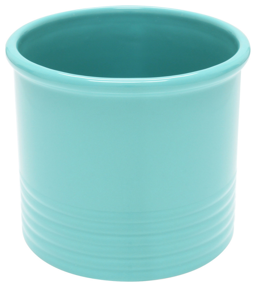 Chantal Aqua Ceramic Large Utensil Crock - Transitional - Utensil ...