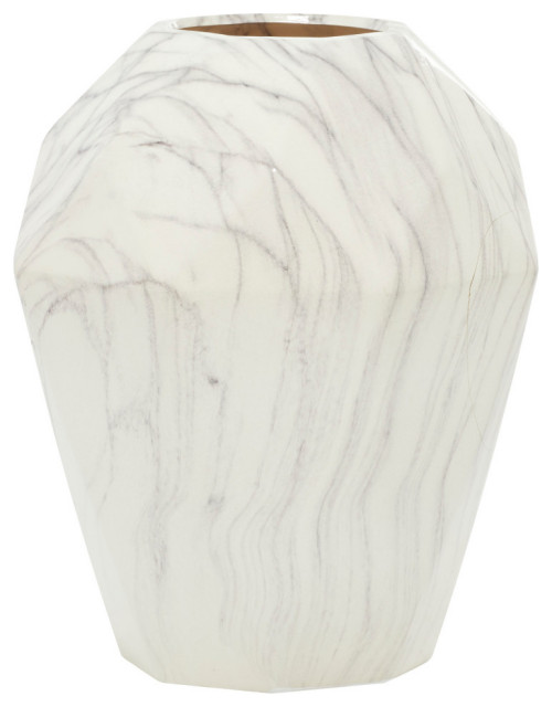 Contemporary White Ceramic Vase 60773, 10" x 10" x 12" - Transitional ...