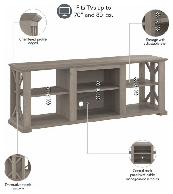 Bush Furniture Homestead Farmhouse TV Stand for 70 Inch TV, Driftwood ...
