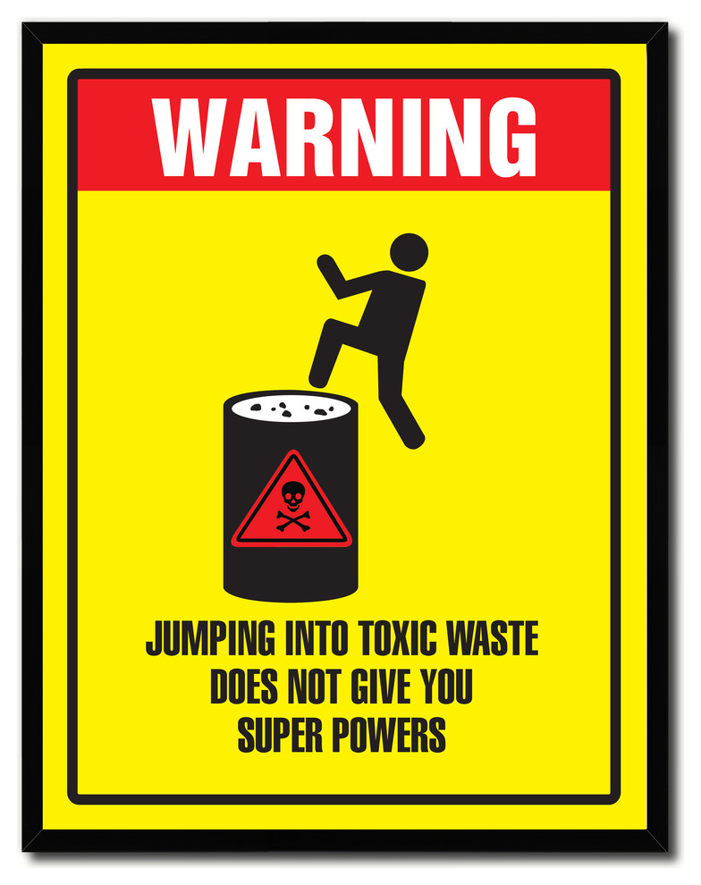 Warning Jumping Into Toxic Waste Warning Sign, Canvas, Picture Frame ...