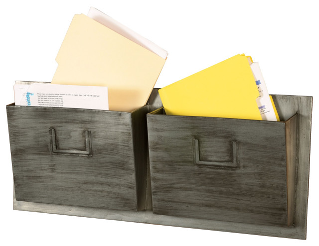 Industrial Metal 2-Slot Mailbox, Horizontal - Contemporary - Wall ...