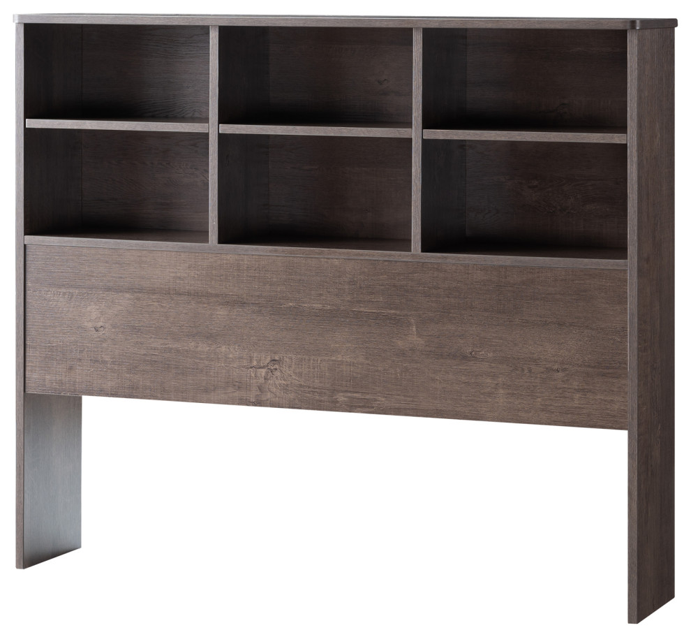 Mid Century Modern Full Size Bookcase Headboard, Walnut Oak ...