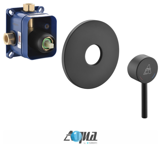 Aqua Rondo Matte Black Shower Set w/ 8" Rain Shower, 12" - Modern ...