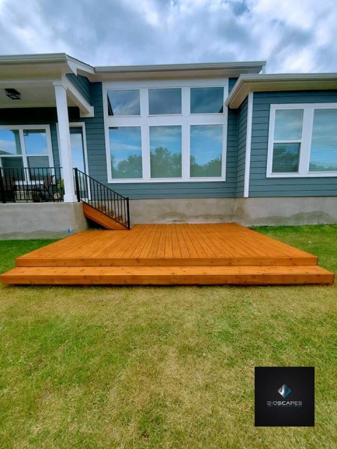 Stained Deck with Transparent Natural Cedar - Contemporary - Deck ...