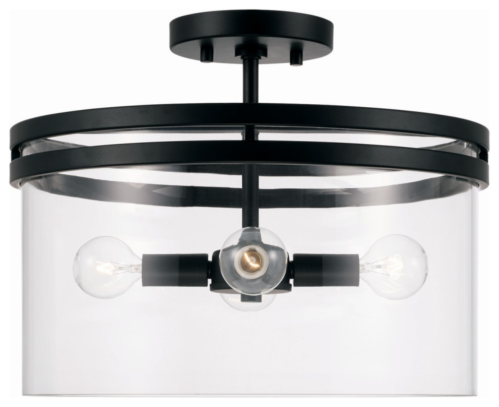 Fuller Four Light Semi-Flush Mount, Matte Black - Transitional - Flush ...