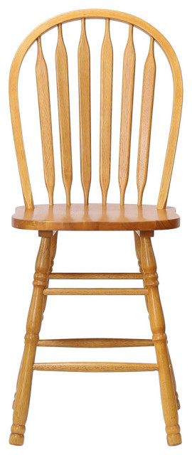 Arrowback 24" Barstool, Light Oak Solid Wood Counter Height Stool, Set ...