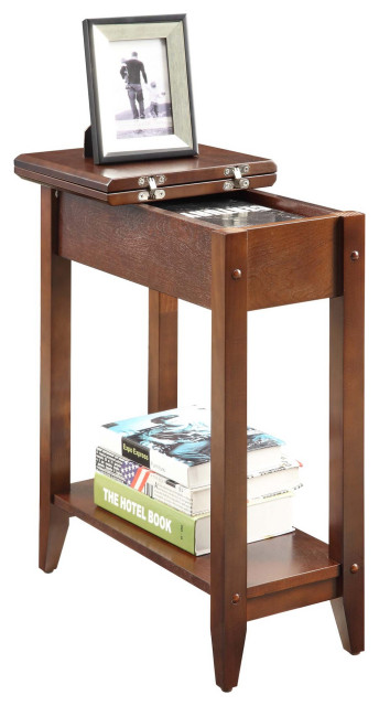 American Heritage Flip Top End Table With Shelf - Transitional - Side ...