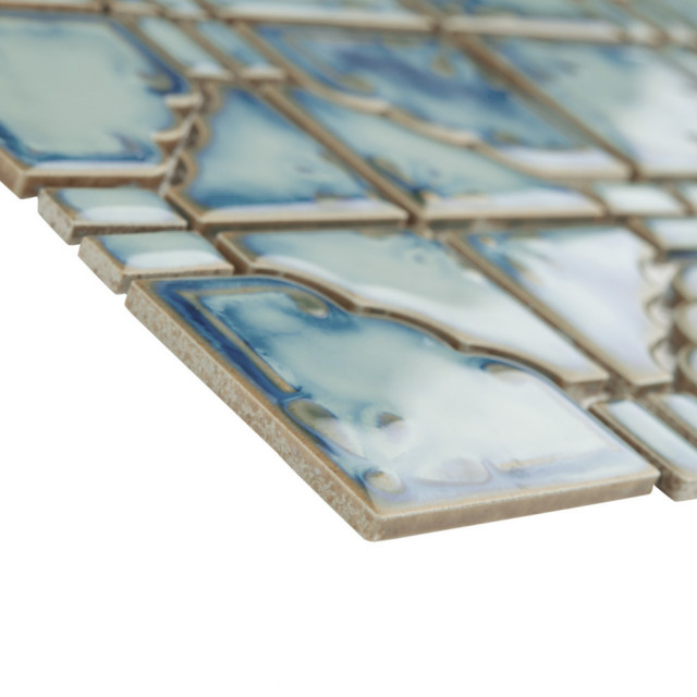 Moonbeam Diva Porcelain Mosaic Floor and Wall Tile Sample, Azure ...
