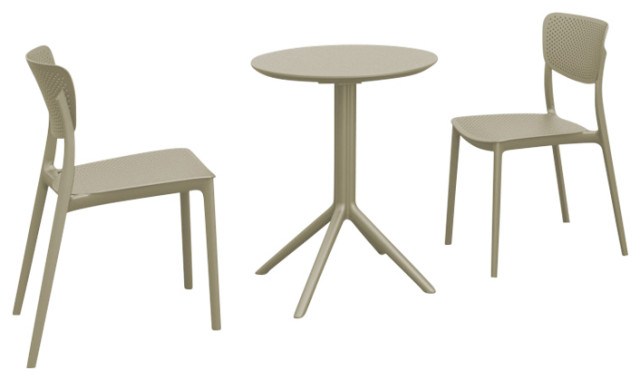 Lucy Round Bistro Set 3 Piece With 24" Table Top Black - Contemporary ...