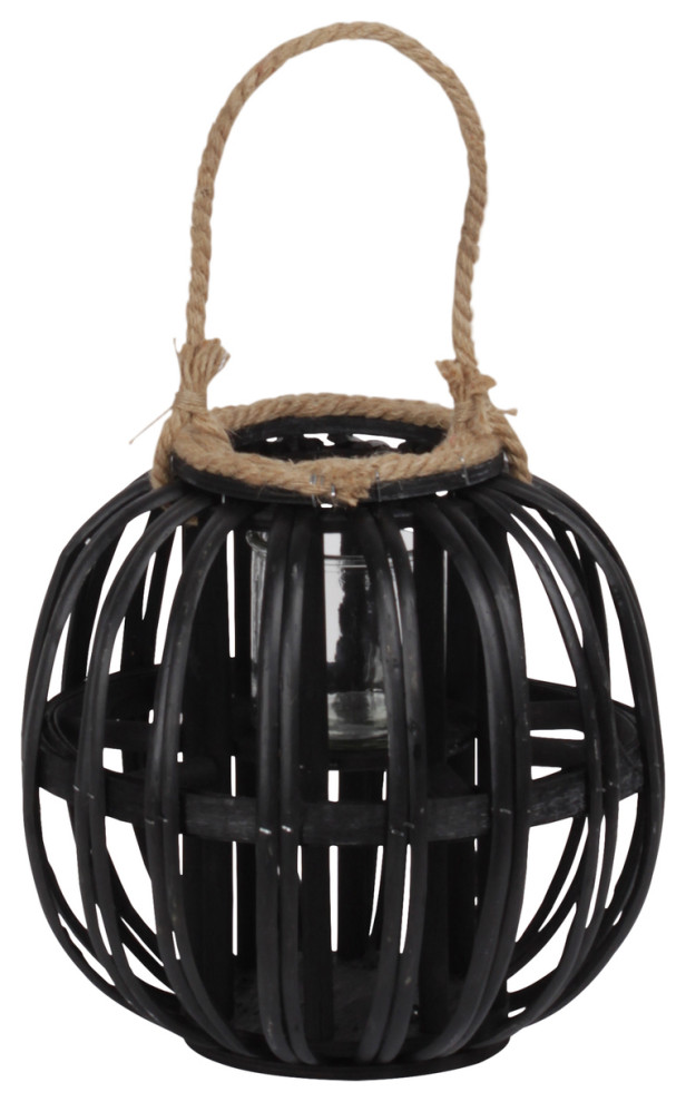 Lattice Design Round Lantern with Glass Hurricane Candle Holder,Small ...