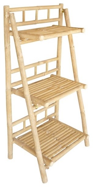 Bamboo Natural Bamboo 3, Tray Foldable Shelf - Tropical - Display And ...