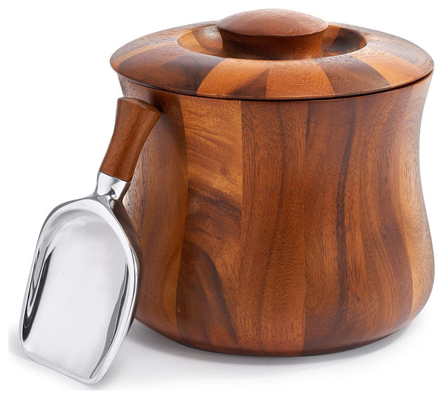 Nambe Nara Wood Ice Bucket w/ Alloy Scoop - Transitional - Ice Tools ...