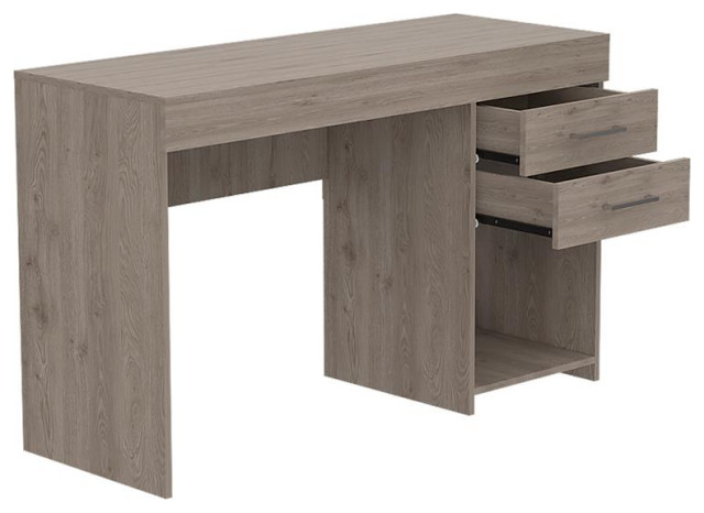 TUHOME Ibare Two Drawer Computer Desk- Engineered Wood Desks in Gray ...