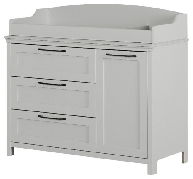 Pemberly Row Modern Changing Table with Station Wide Soft Gray ...