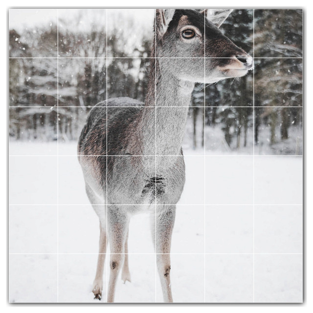 Deer Ceramic Tile Wall Mural HZ500444, 48" Wide x 48" High - Rustic ...