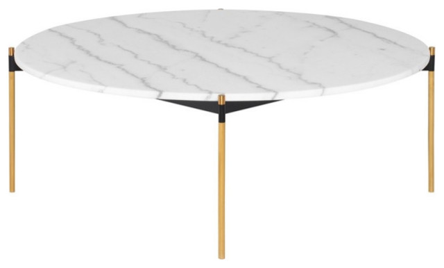 Brunello Coffee Table white marble top brushed gold - Modern - Coffee Tables - by Virgil Stanis ...