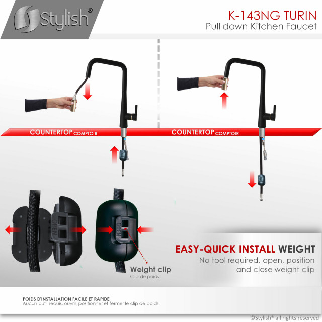 Modern Single Handle Pull Down Sprayer Kitchen Faucet in Matte Black ...