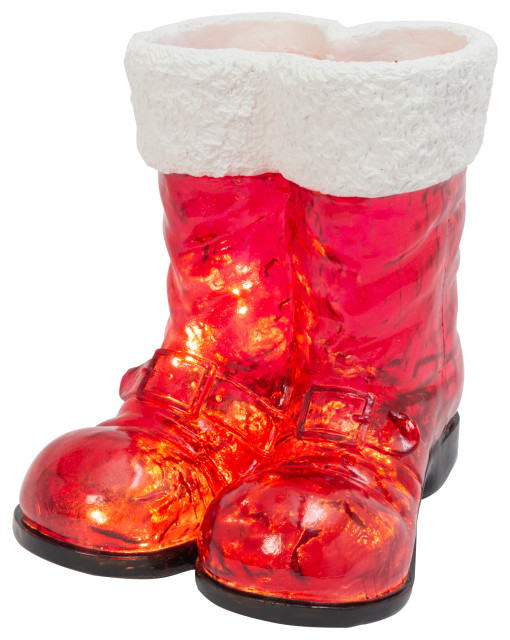 16.3-in H B/O Lighted Resin Holiday Santa Boots w/ 10 LED Lights ...