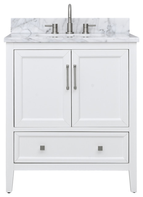 Avanity Everette 31" Vanity Combo With Carrara White Marble Top ...