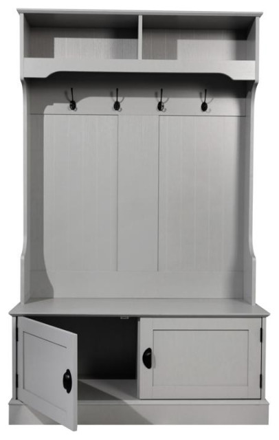 Fraser 40" Double Door Storage Bench, Coat Rack and 2 Upper Storage ...