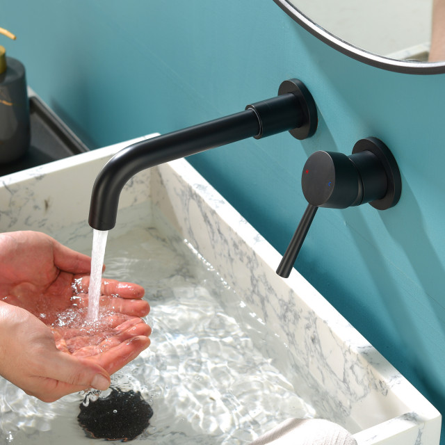 Single Handle Wall Mount Bathroom Faucet - Transitional - Bathroom Sink ...